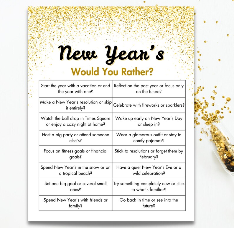 New Year's Eve Party Would You Rather Game: Fun Activity for Midnight ...