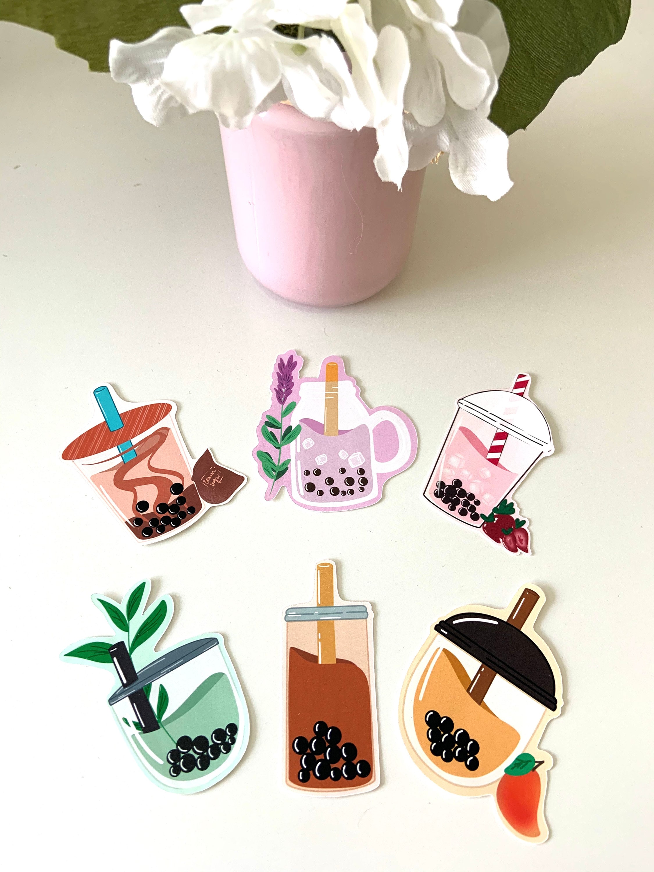 Boba Milk Tea Vinyl Stickers Boba Sticker Scrapbook | Etsy