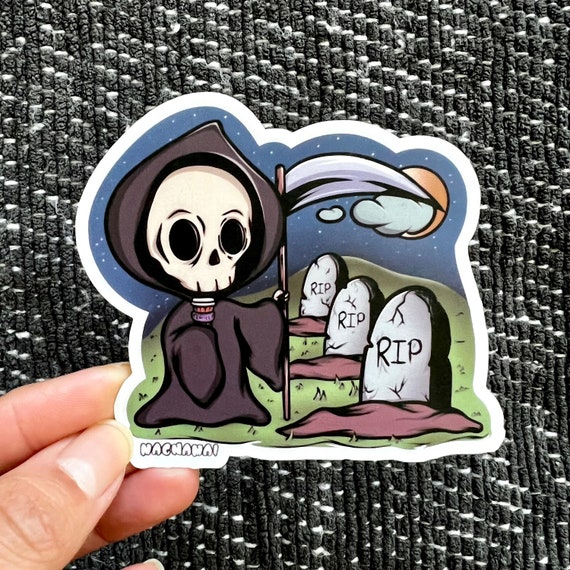 Grim Reaper Vinyl Stickers Cute Grim Reaper Stickers | Etsy