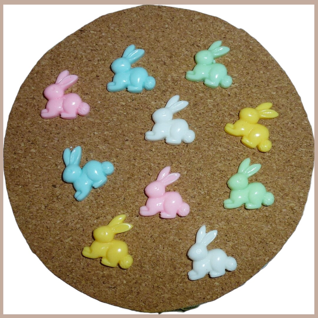 10 Thumbtacks Pastel Easter Bunny Rabbit Push Pins Assorted Colors ...