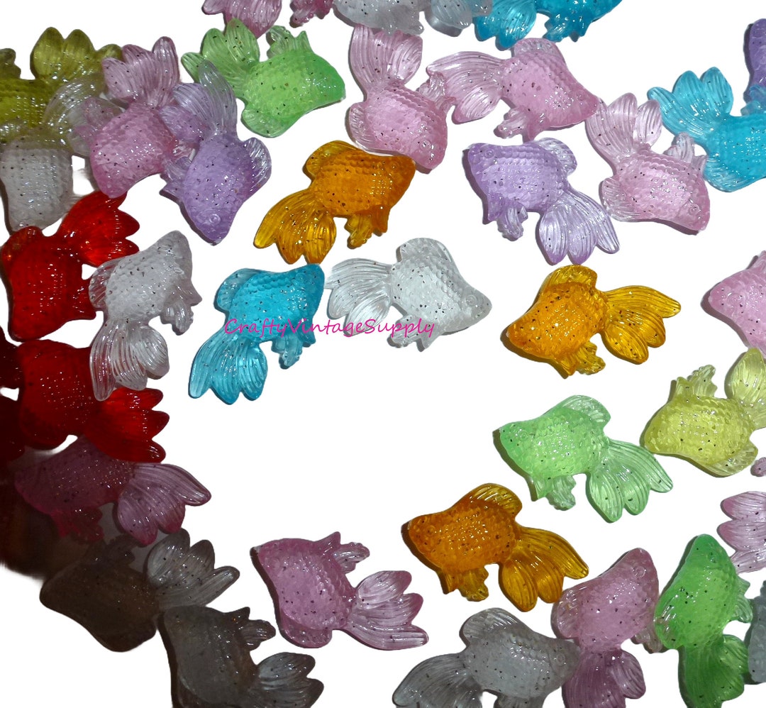 Goldfish 3D Fantail Koi Iridescent Resin Translucent Fish Flatback ...