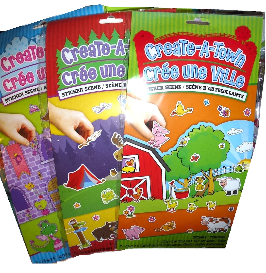 Create-a-town Sticker Scene Stickers 3 Different Sets Princess Farm ...