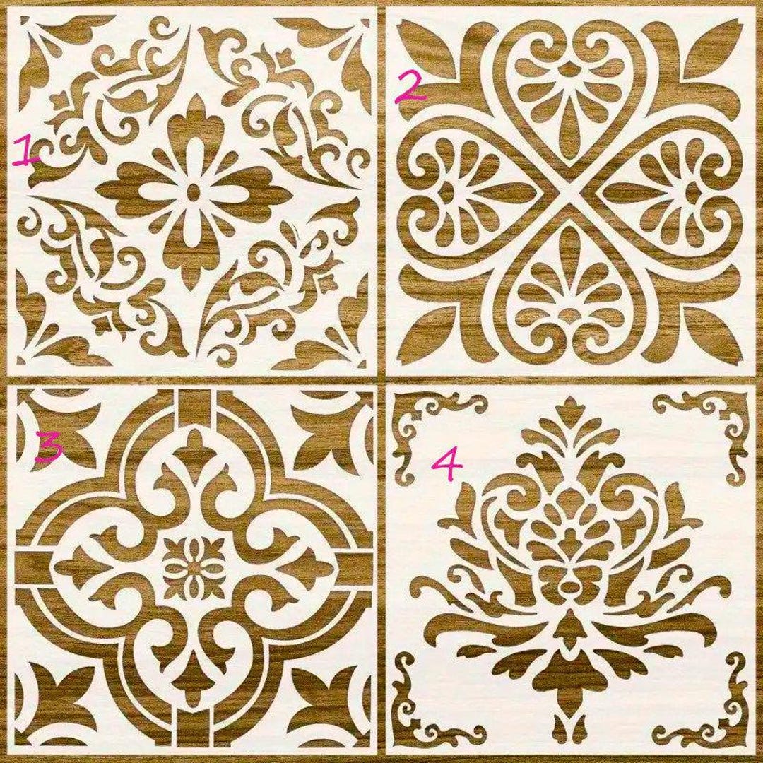 Large Art Deco Ceiling Italian Flower Stencil for Tile and Crafts 12" X ...