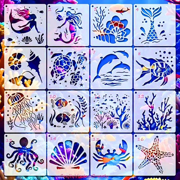 Sea Life Stencils - Etsy