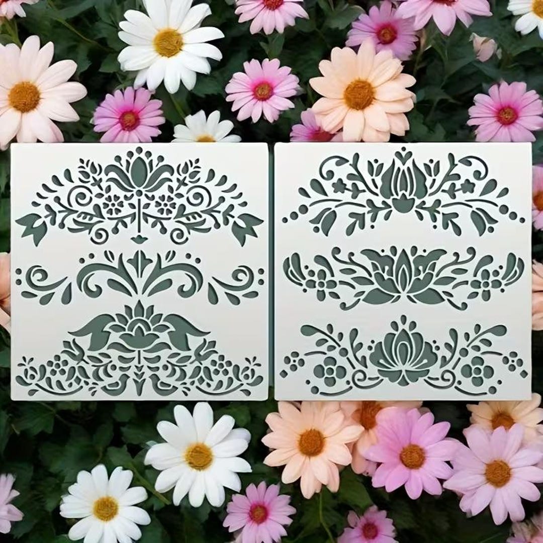 6 Different Baroque Patterns Painting Stencils for Walls, Diy & Crafts ...