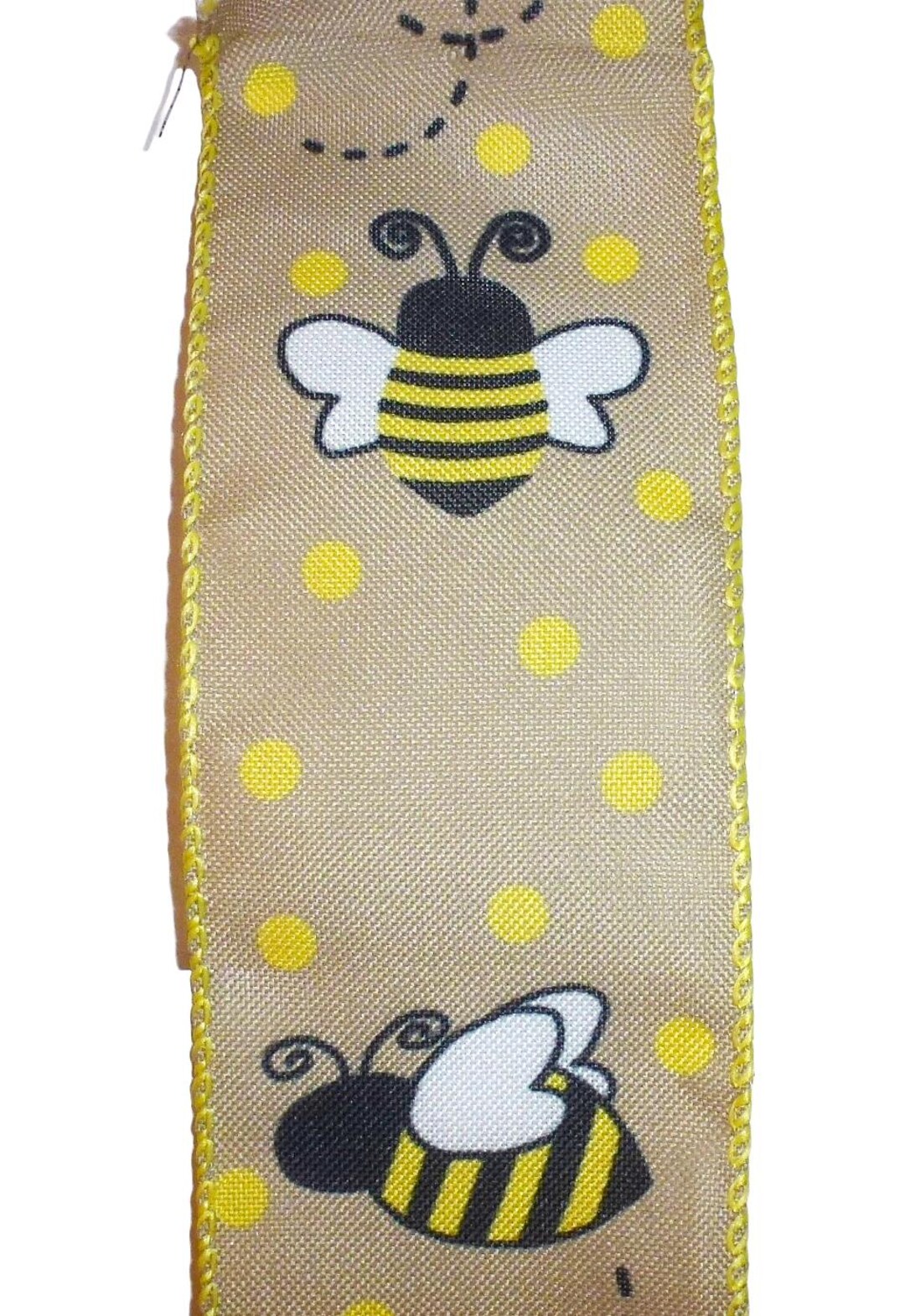 Bumblebee Linen Wired Ribbon 2.5" Brown Burlap Color Yellow Dots Black - Etsy