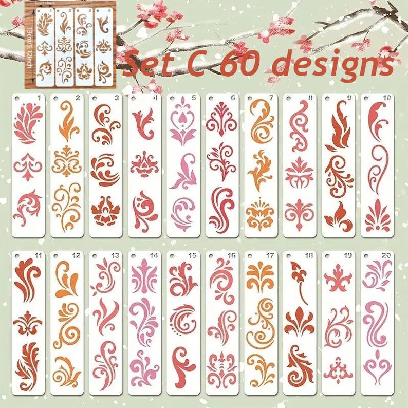 20pcs (26-100 Designs) Face Forehead Rock Painting YOU CHOOSE Stencils ...