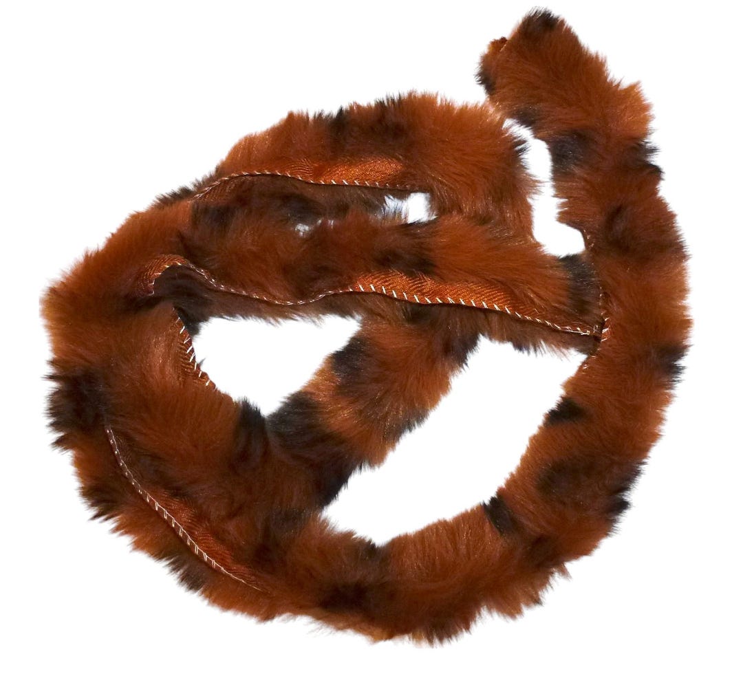 1yd Reddish Brown Striped Faux Fur Trim Artificial Furry Strip Sewing ...