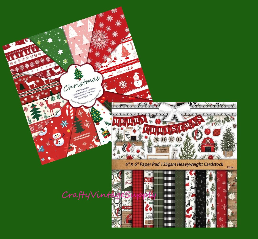 Christmas Paper & Cardstock 12 Different Sheets Each for Scrapbooking ...