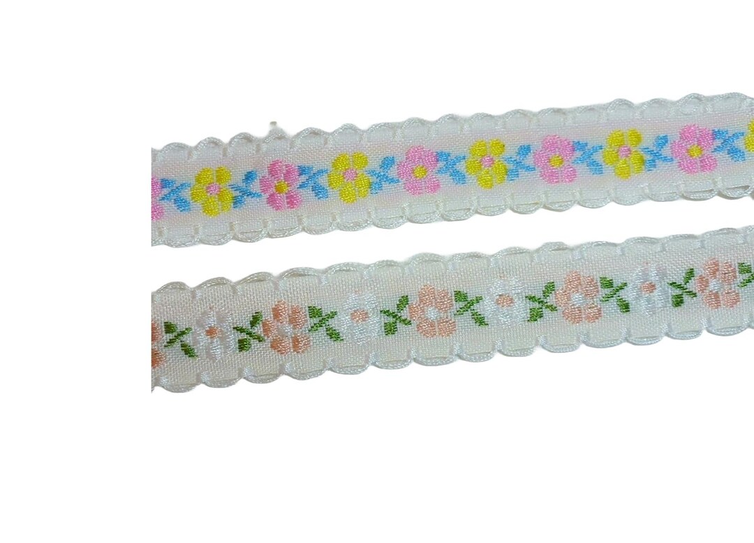 Jacquard Moonstitch 1/2 Ribbon Two Styles 1 Yard Each Pink Floral - Etsy