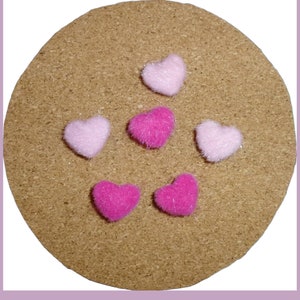 6 Fuzzy Heart Pink Thumbtacks Push Pins Assorted Colors Decorator ...