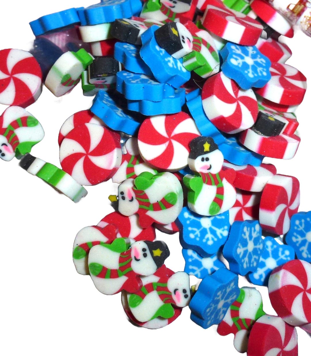 Christmas Winter Snowflakes Snowmen Peppermint Candy Erasers 75pcs - Etsy