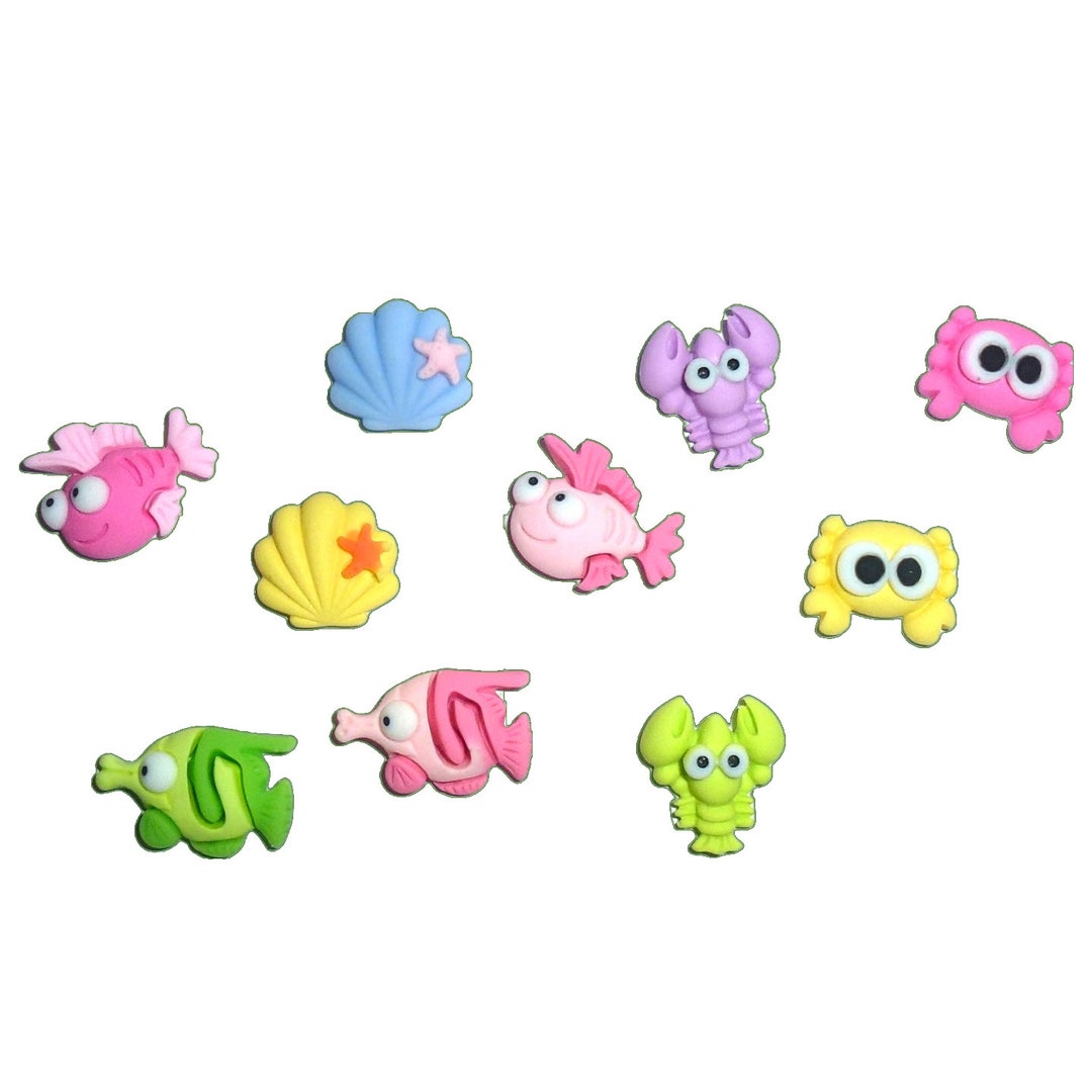 10 Thumbtacks or Flatback Big Eye Sea Life Lobster Crab Seashells Push ...