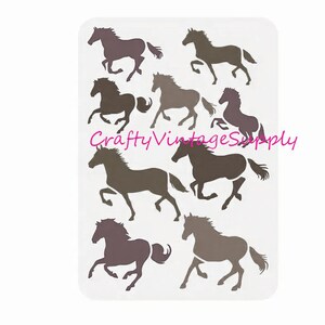 Galloping Running Horse Stencil Multiple Poses Craft Wall Scrapbooking ...