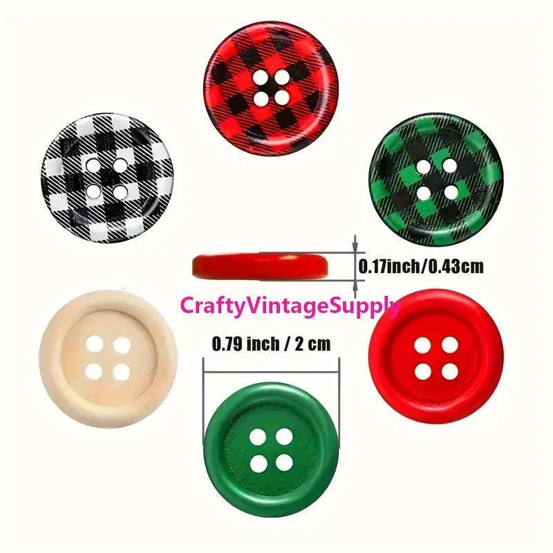 Plaid Buttons - Etsy