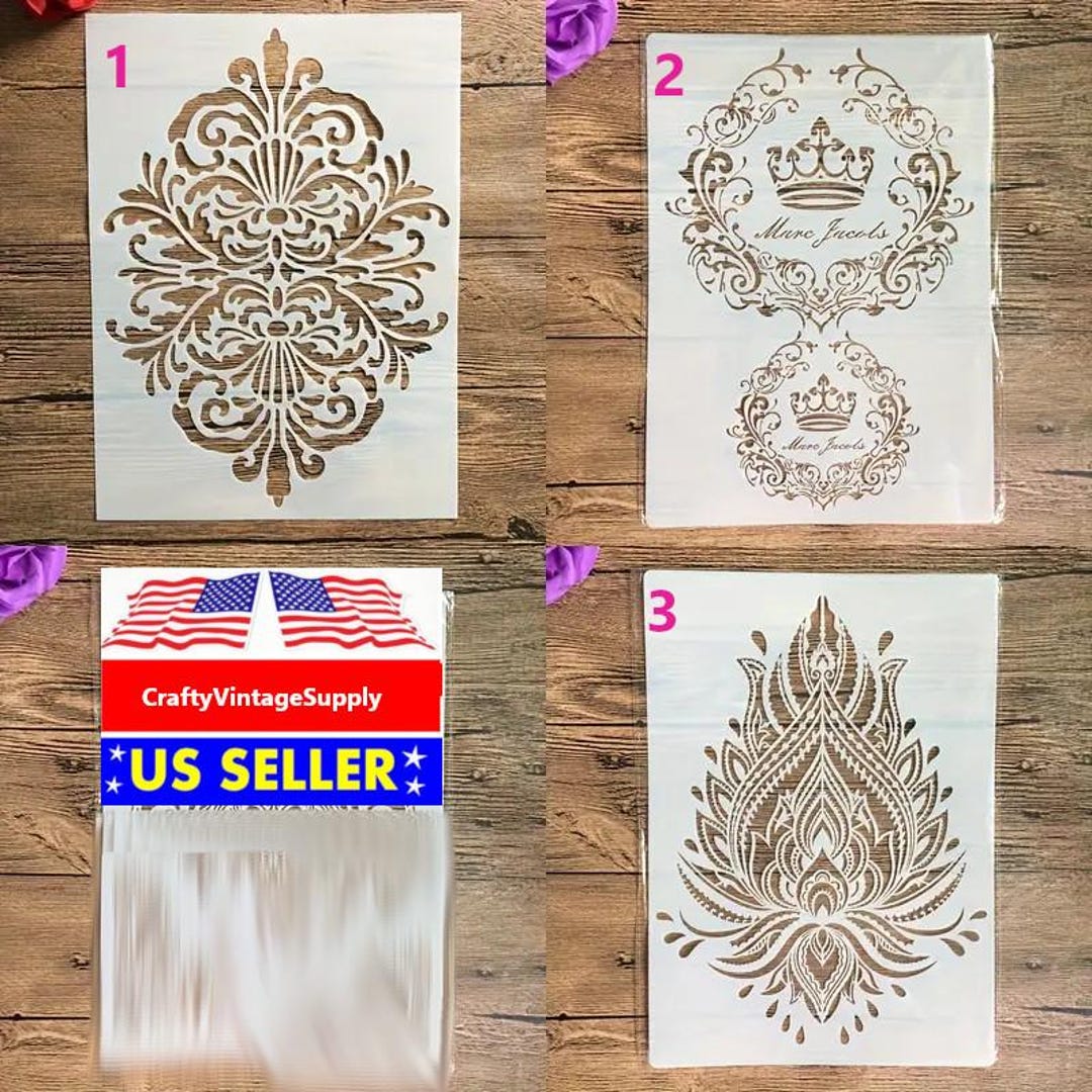 Damask Rococo Art Deco Stencil 11" X 8" Designs for Tile & Crafts - Etsy
