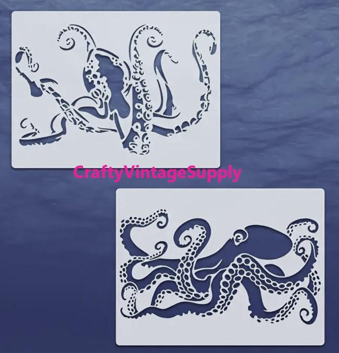 Large 11" Octopus 2pcs Stencil for Diy & Crafts - Etsy