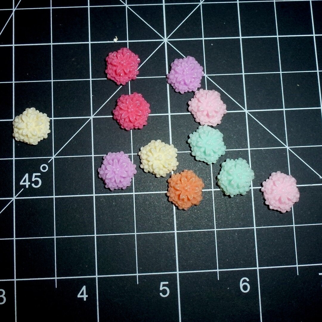 10 Thumbtacks Carnation Flowers Push Pins Assorted Colors Decorator ...