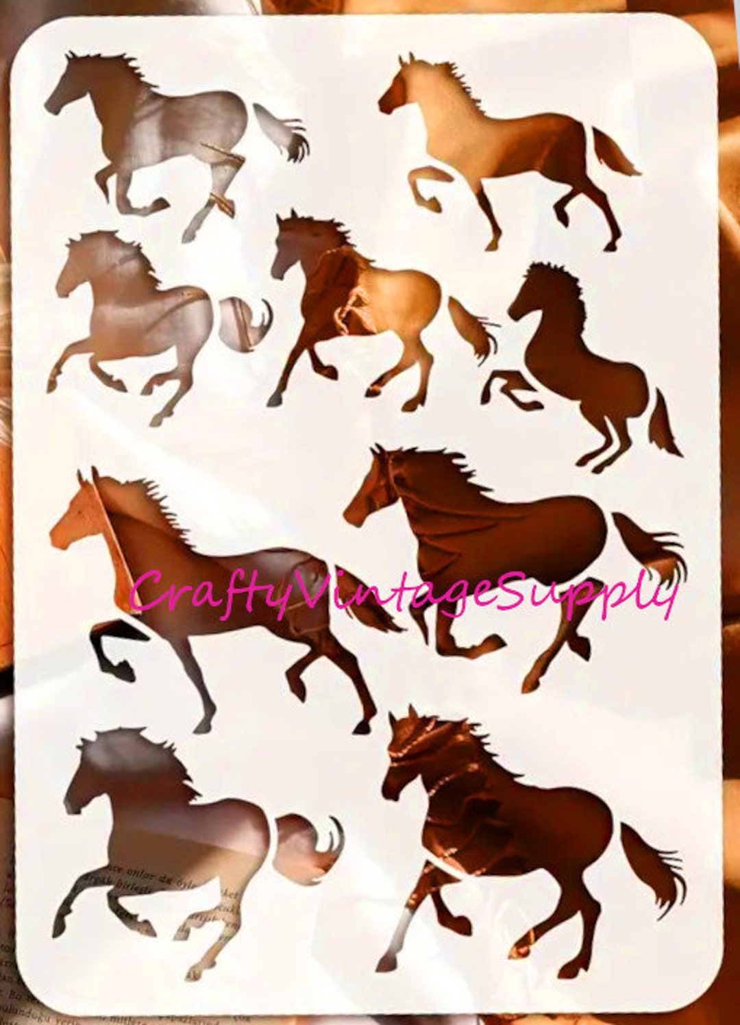 Galloping Running Horse Stencil Multiple Poses Craft Wall Scrapbooking ...