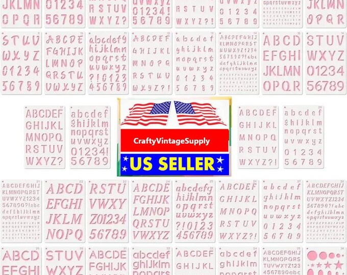 36pcs Craft Stencils Huge Set Alphabet English Letters Fonts Numbers ...