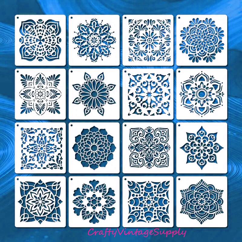 Mexican Italian Tile Pattern Stencils for Painting, Crafts, Sewing Home ...
