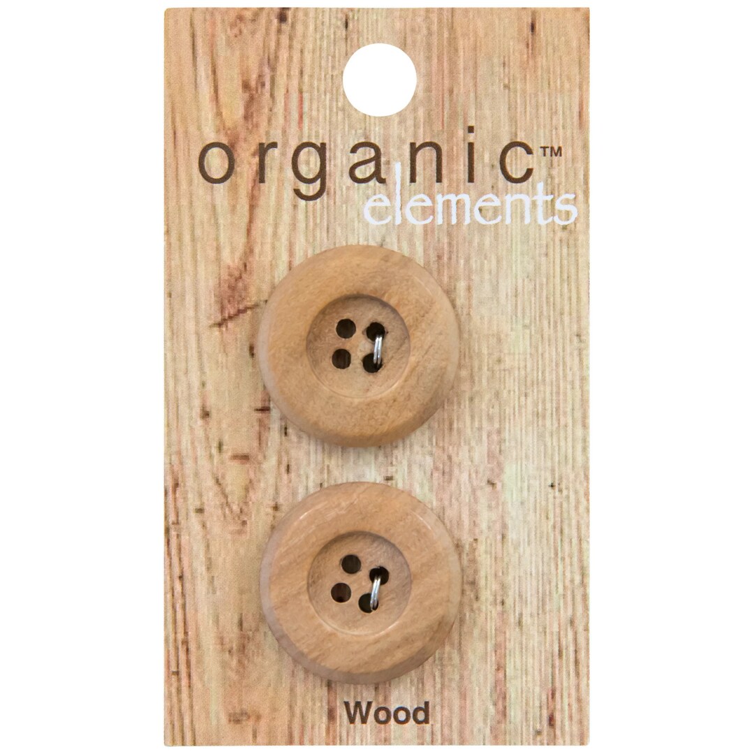 Organic Elements Wood Button 2 Round Sweater Button 7/8" 22mm Brown ...