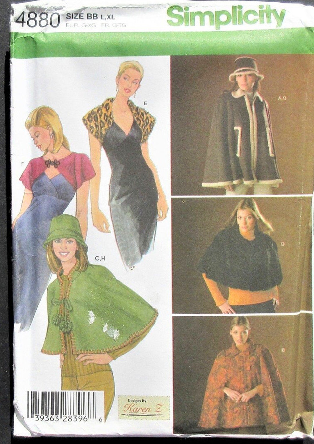 Simplicity Pattern 4880 FREE SHIP! Size Bb L Xl Women's Poncho Overcoat ...