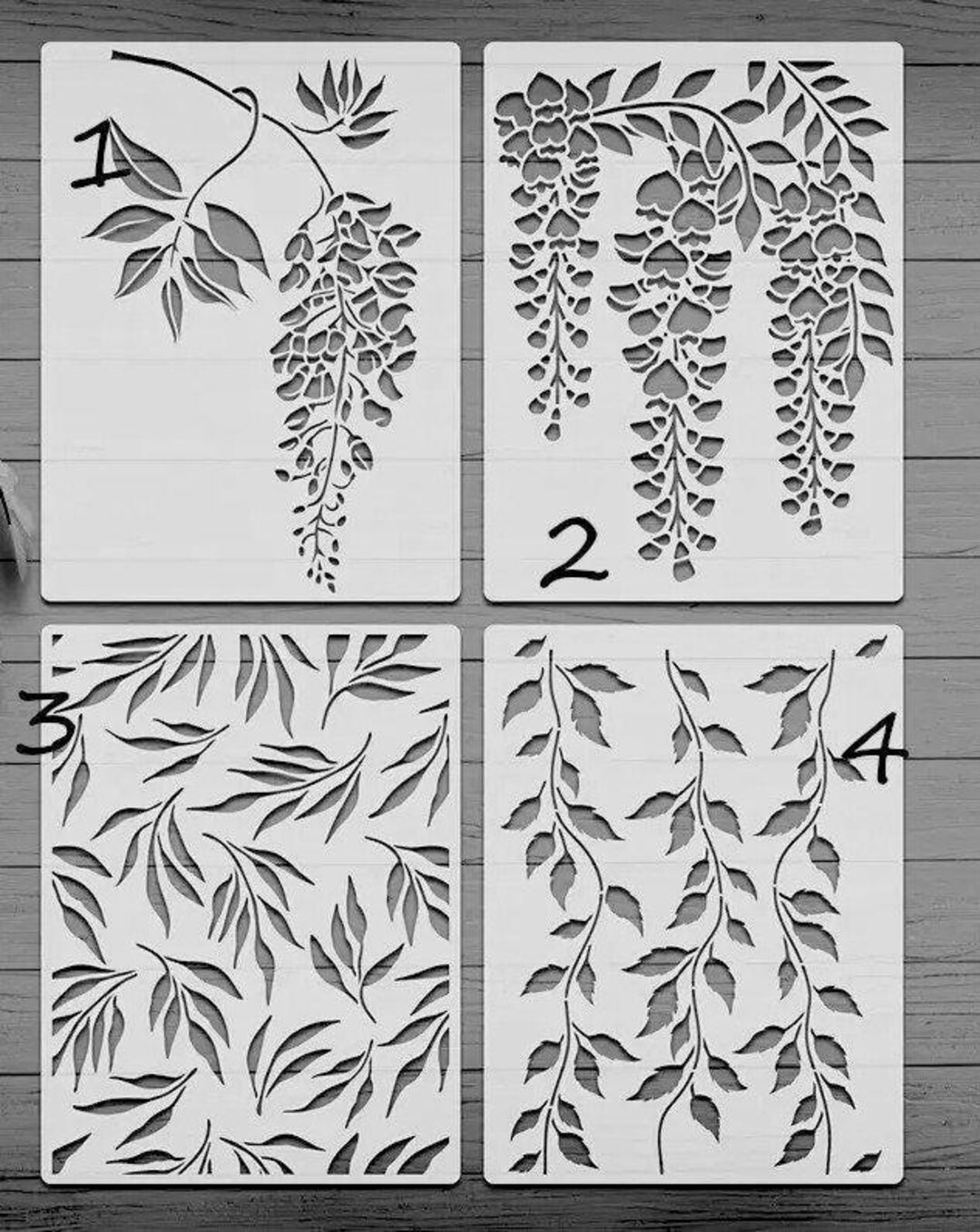 Bleeding Hearts Grass Wisteria Stencil for Tile and Crafts 11" X 8 ...