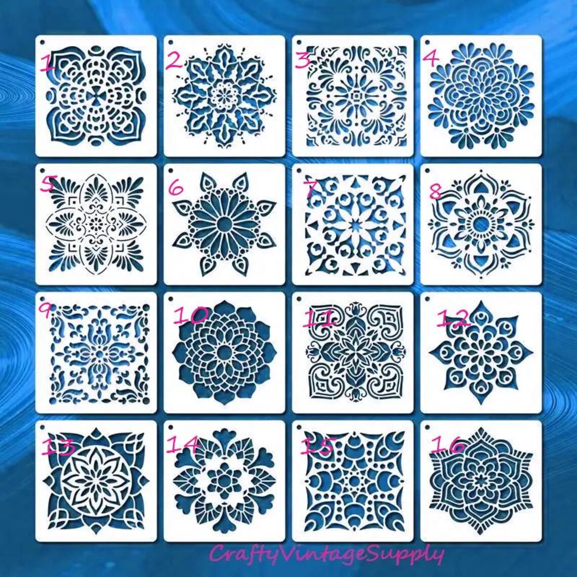 Mexican Italian Tile Pattern Stencils for Painting, Crafts, Sewing Home ...