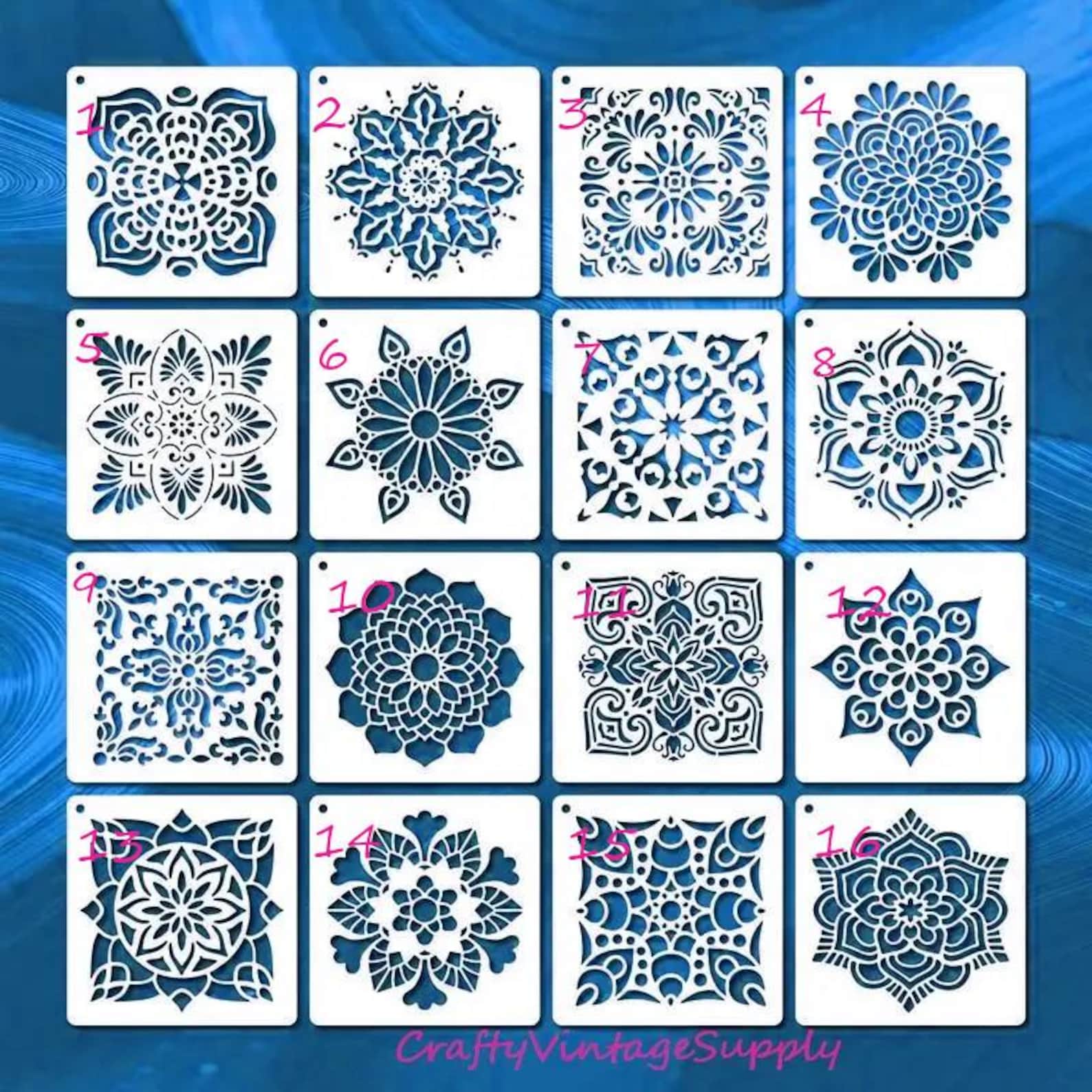 Mexican Italian Tile Pattern Stencils for Painting, Crafts, Sewing Home ...