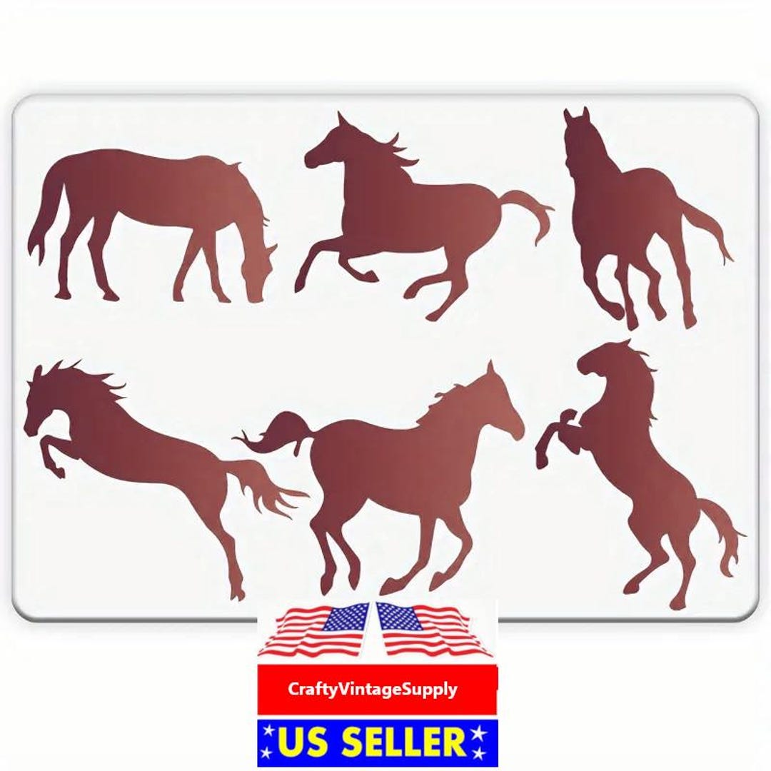 Jumping Eating Trotting Horse Stencil Multiple Poses Craft Wall ...