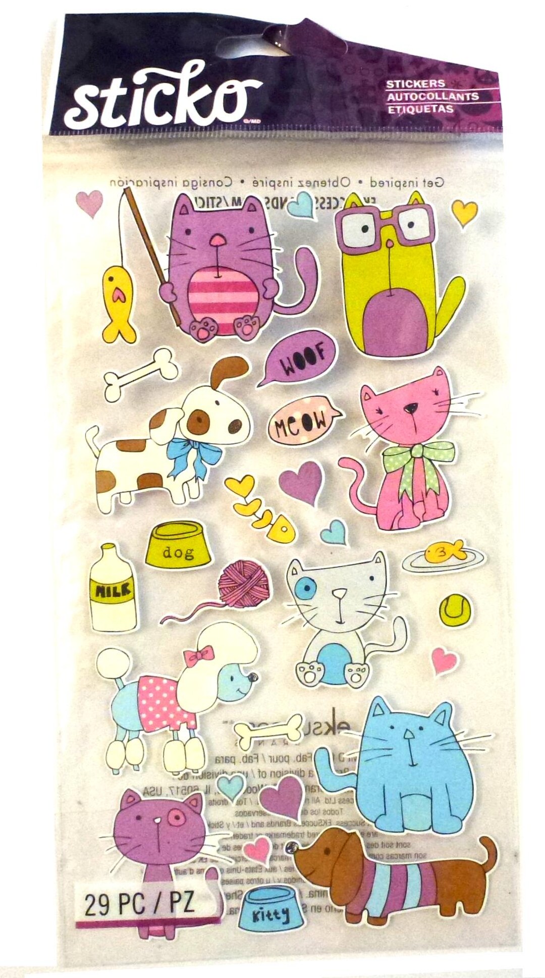 Sticko Cat Dog 29pc Sticker Scrapbook Gifts Stickers Labels - Etsy