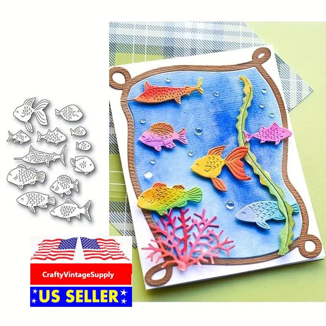 12pcs Fish Goldfish Swordfish Metal Cutting Dies Cut Machine Cutter Die ...
