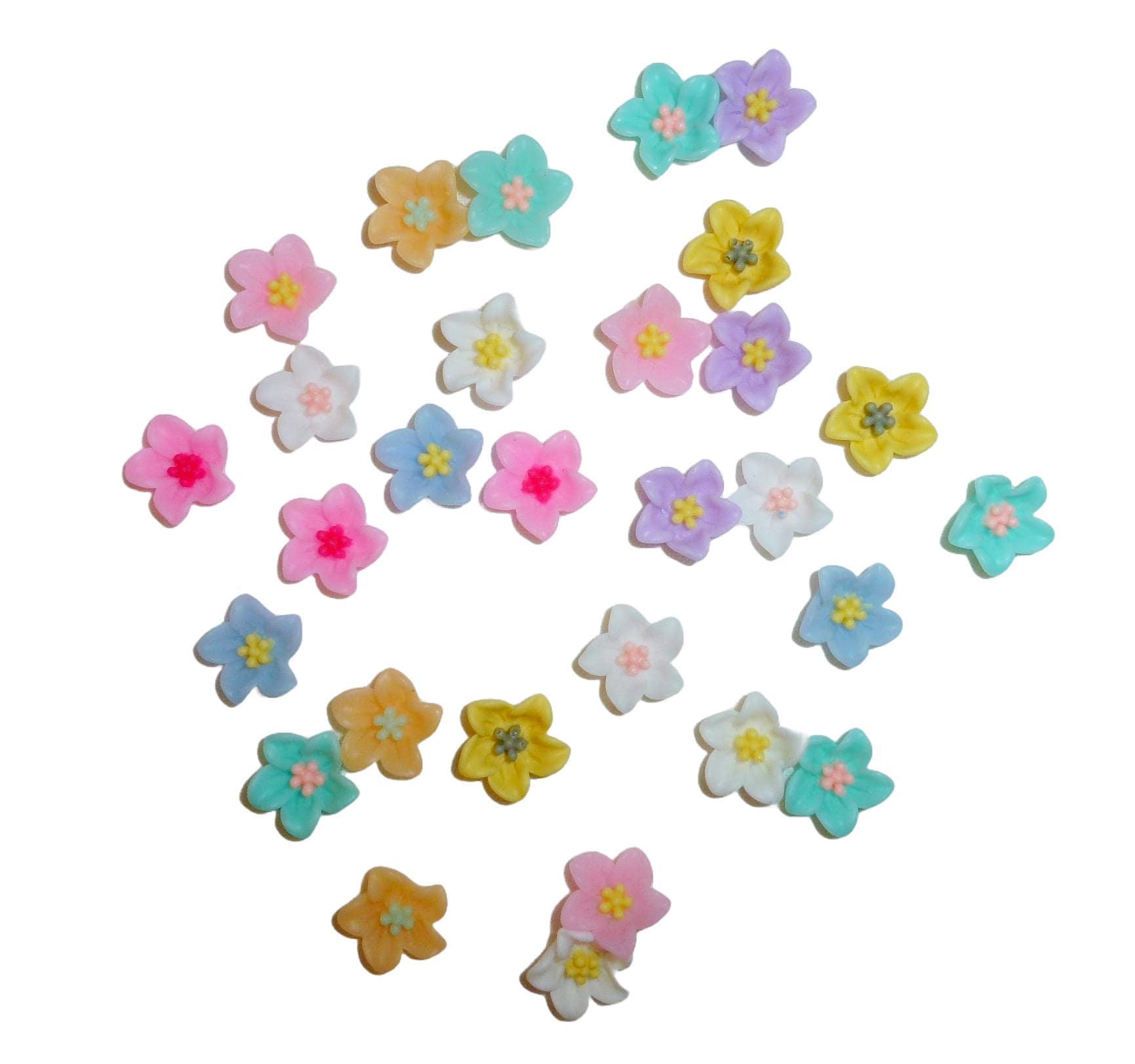 12mm Resin Forget Me Nots Pinwheel Flowers Mixed Colors Cabochon ...