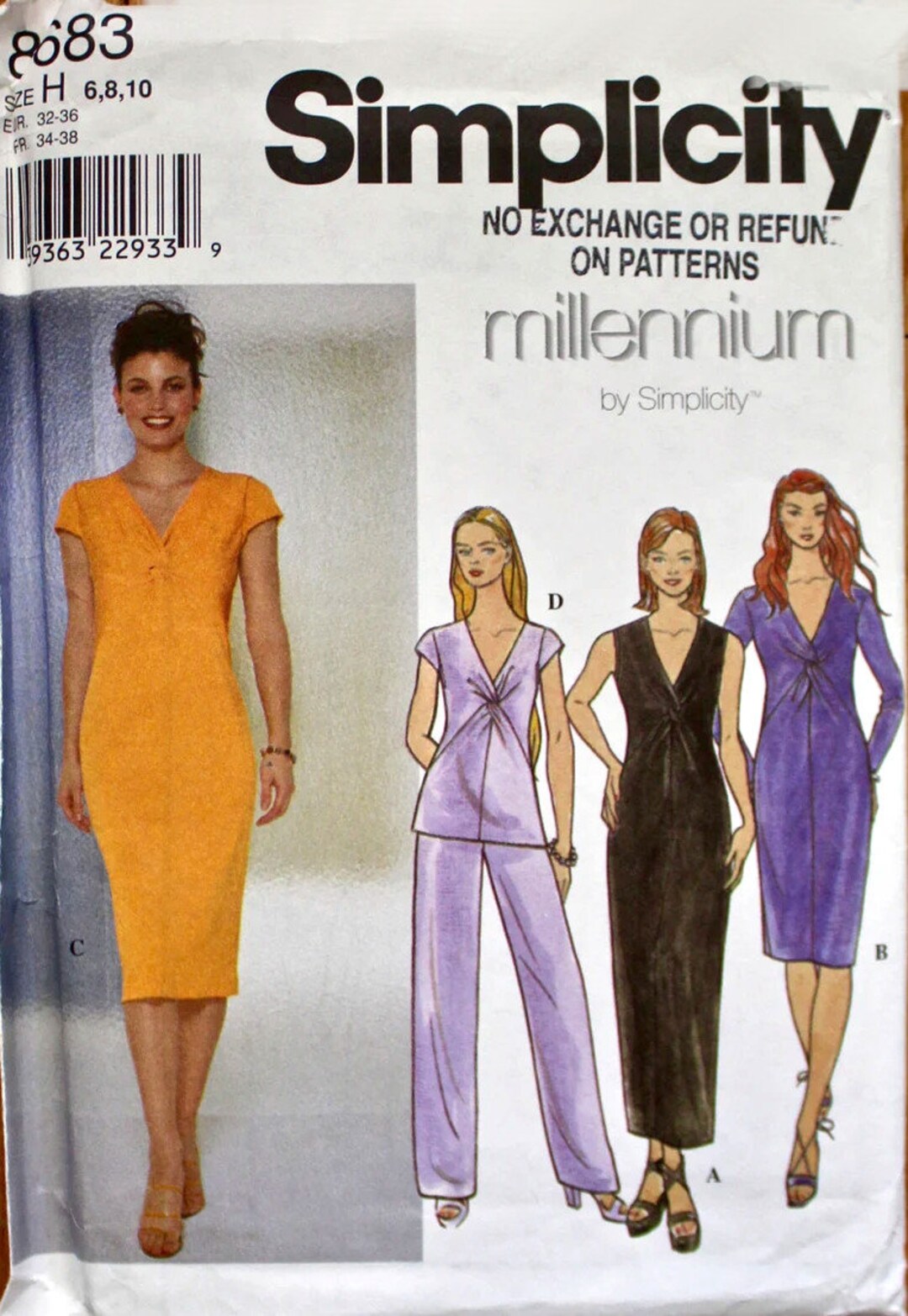 Simplicity Pattern 8683 FREE SHIP! Size H 6-10 Twisted Dress Maxi Pant ...