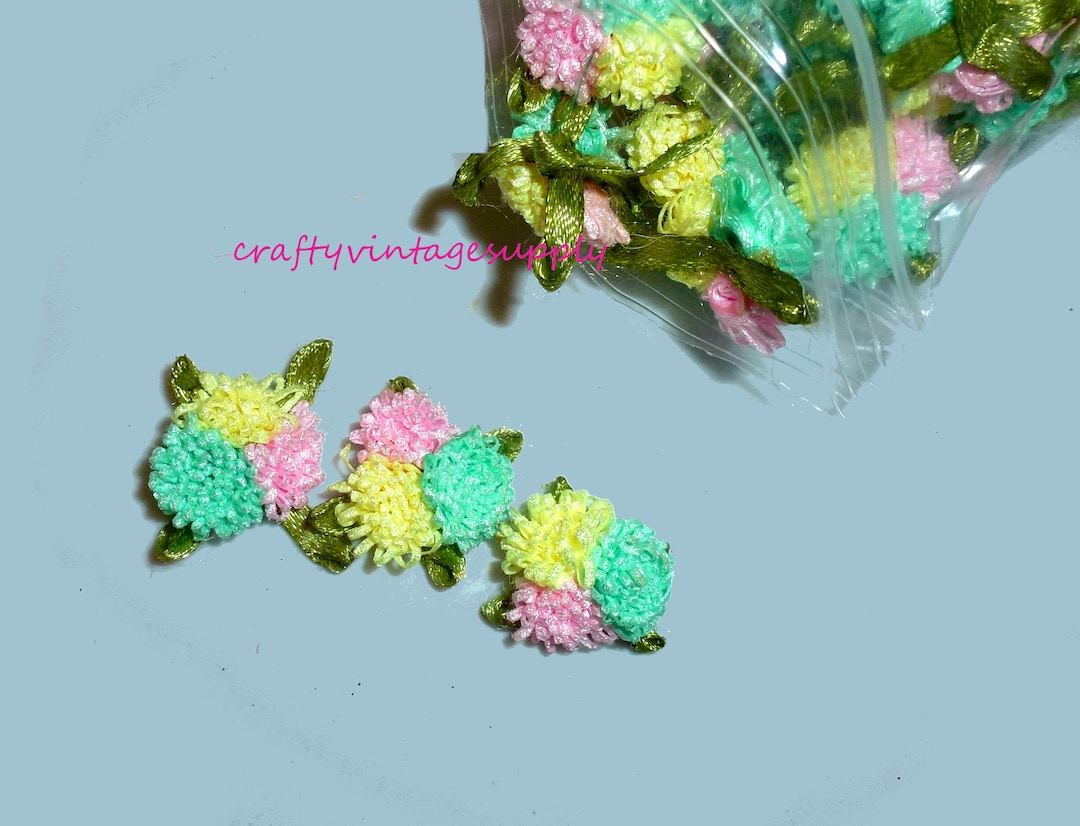 Button Carnations Ribbon Roses Flowers Appliques (y54) - Etsy