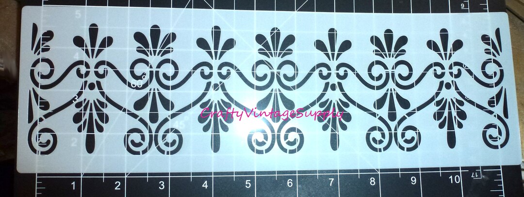 Baroque Art Deco Scrollwork Border Wall Stencil for Tile and Crafts 12 ...