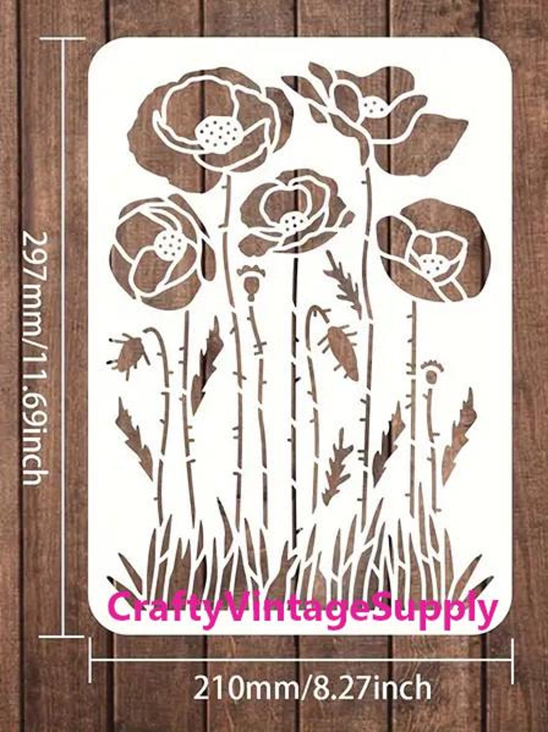 Large 11 X 8 Poppy Poppies Stencil for Diy & Crafts - Etsy