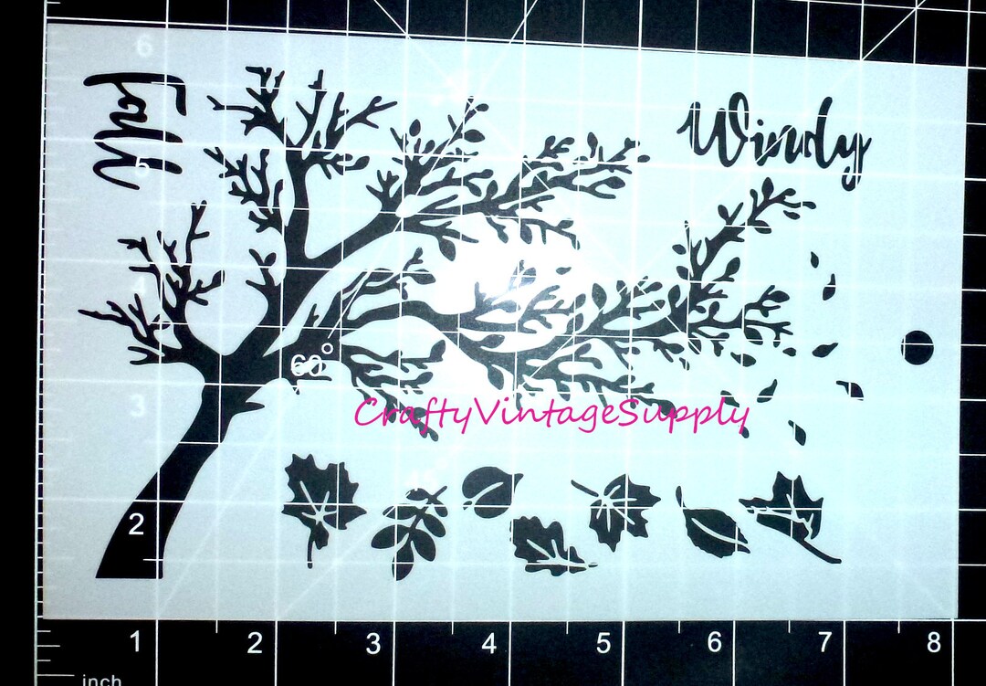 Fall Winter Leaves Maple Oak Windy Tree Stencil for Tile and Crafts 7.5 ...