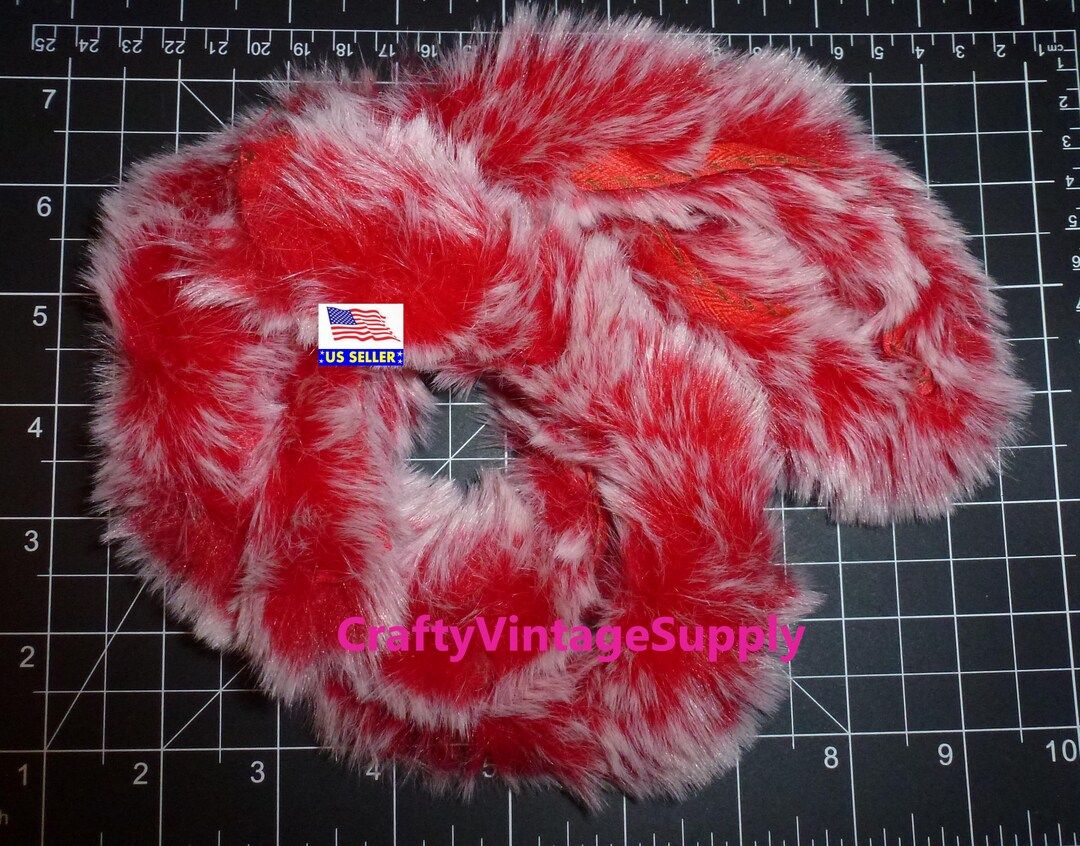 1 Yard Red White Faux Fur Trim Artificial Furry Strip Sewing Crafts Diy ...