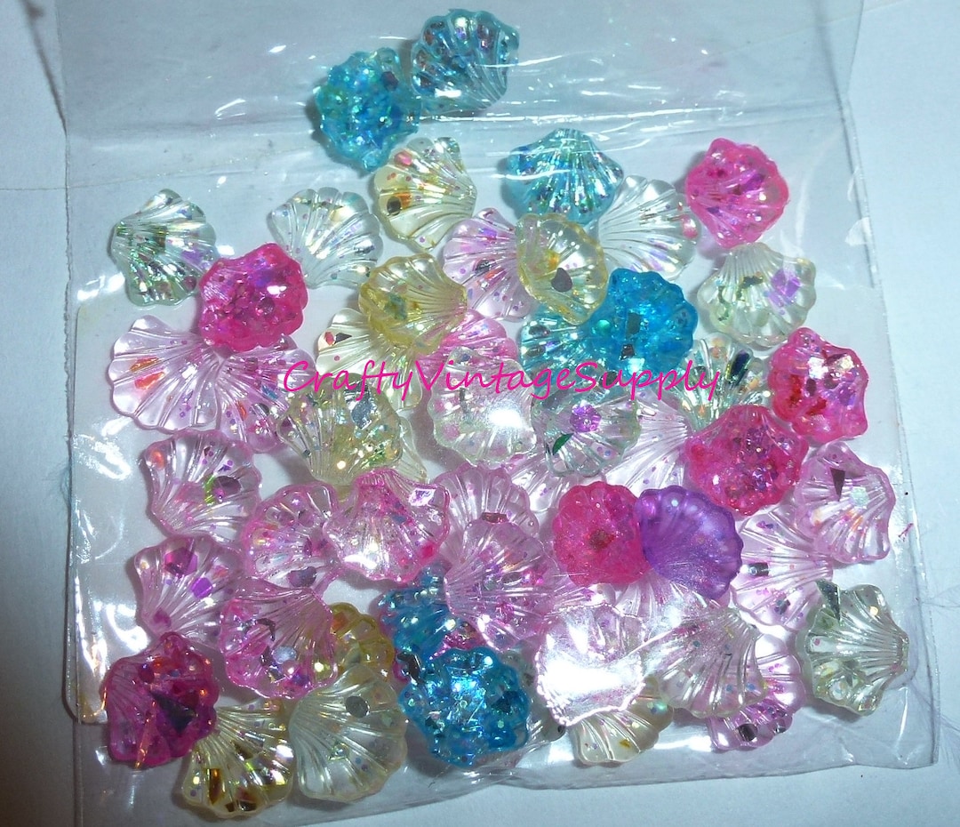 Sea Shell Glitter, Super Tiny Opaque Pink Blue White 50 Oyster Shell ...
