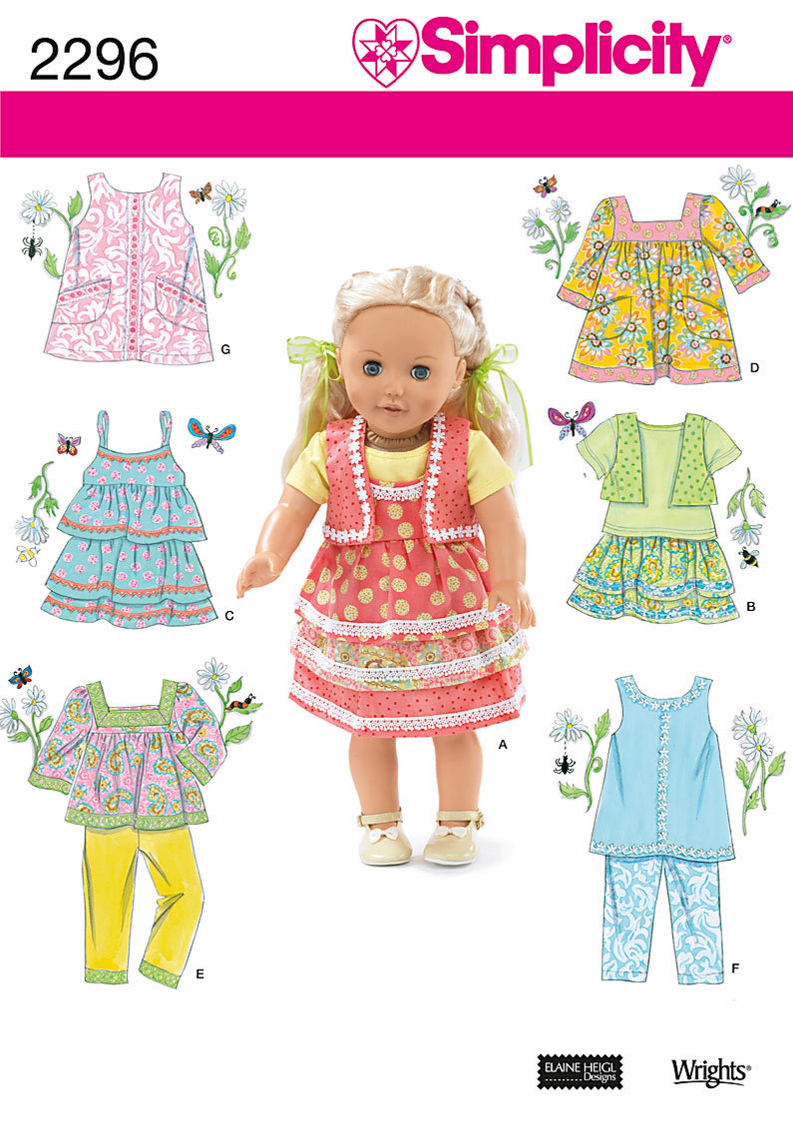 Simplicity Pattern 2296 FREE SHIP! Baby Doll Clothes House Dress Capri ...