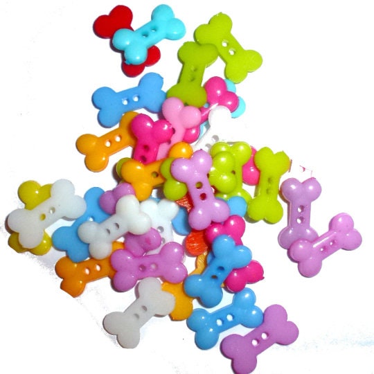 Dog Bone Buttons Colorful 1/2 Plastic Sew on Button Q36A - Etsy