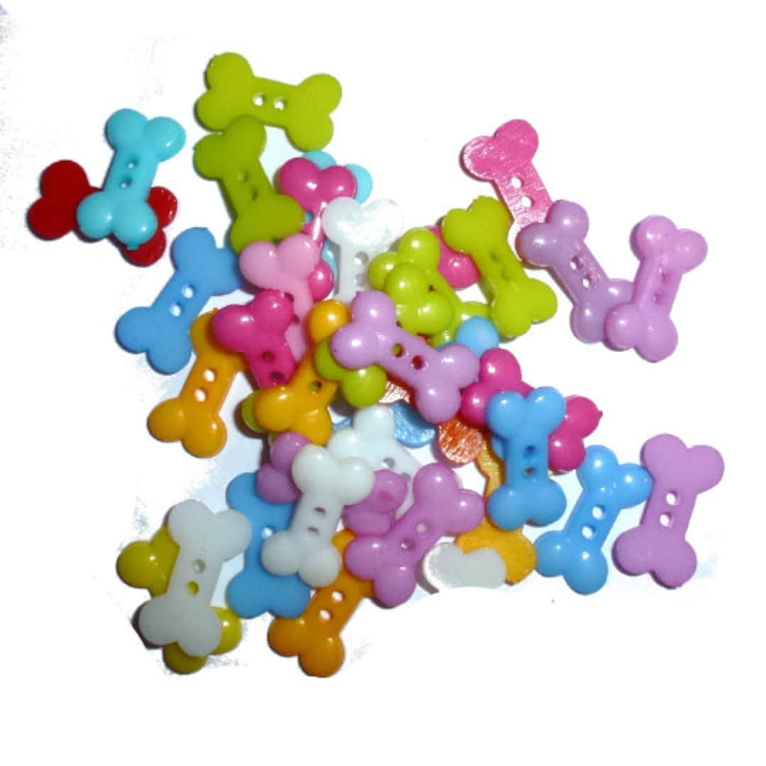 Dog Bone Buttons Colorful 1/2" Plastic Sew on Button (Q36A) - Etsy