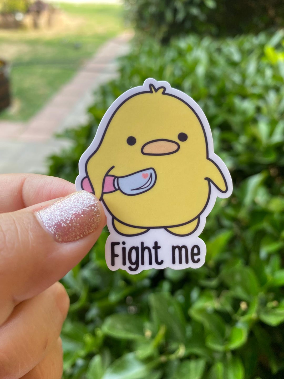 Duck With Knife Sticker, Fight Me Duck Sticker, Sarcastic Stickers ...