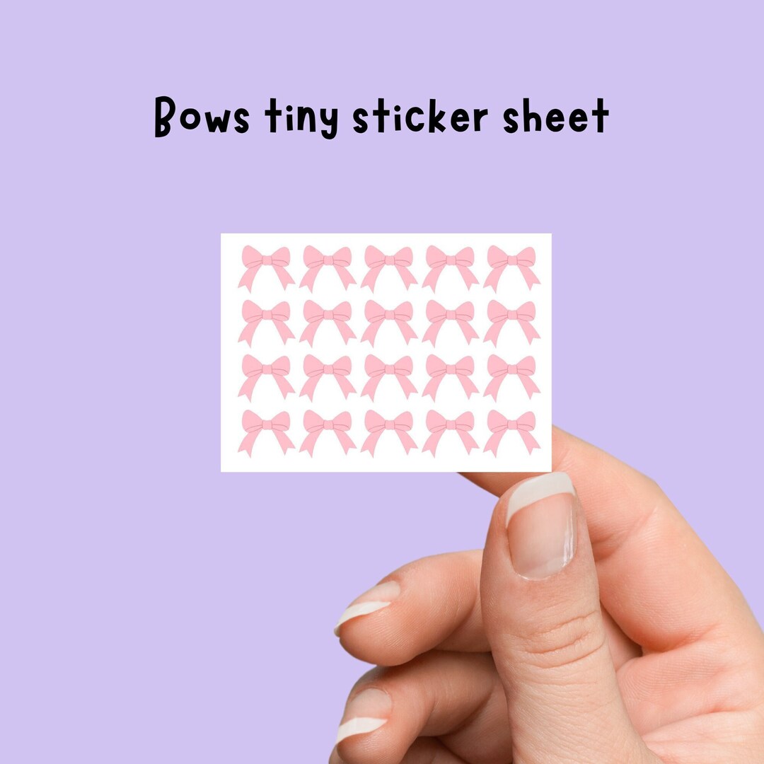 Bows Sticker Sheet, Tiny Coquette Stickers, Pink Bows Stickers ...