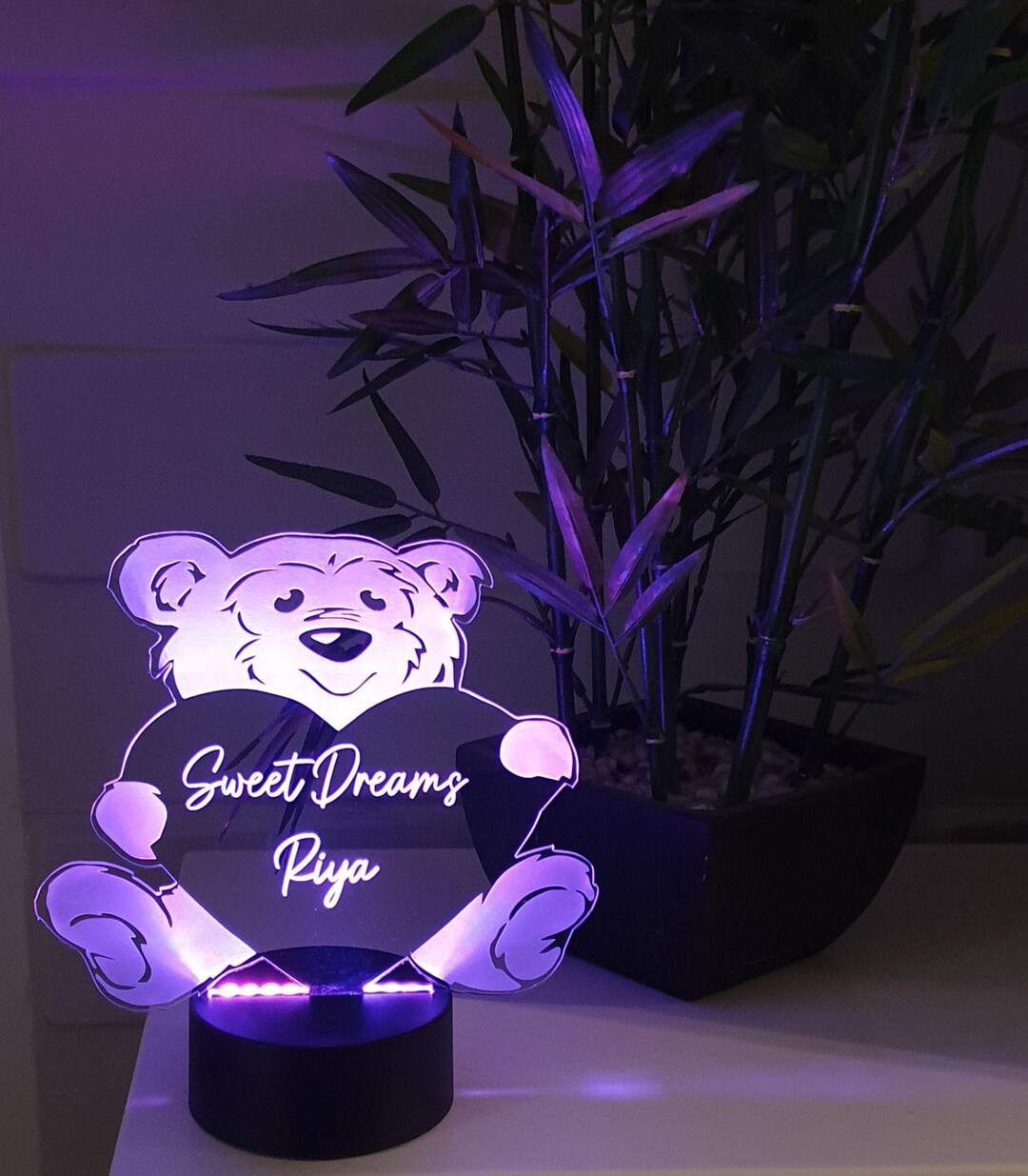Personalised Teddy LED Light, Sweet Dreams Sign, Nursery Nightlight ...