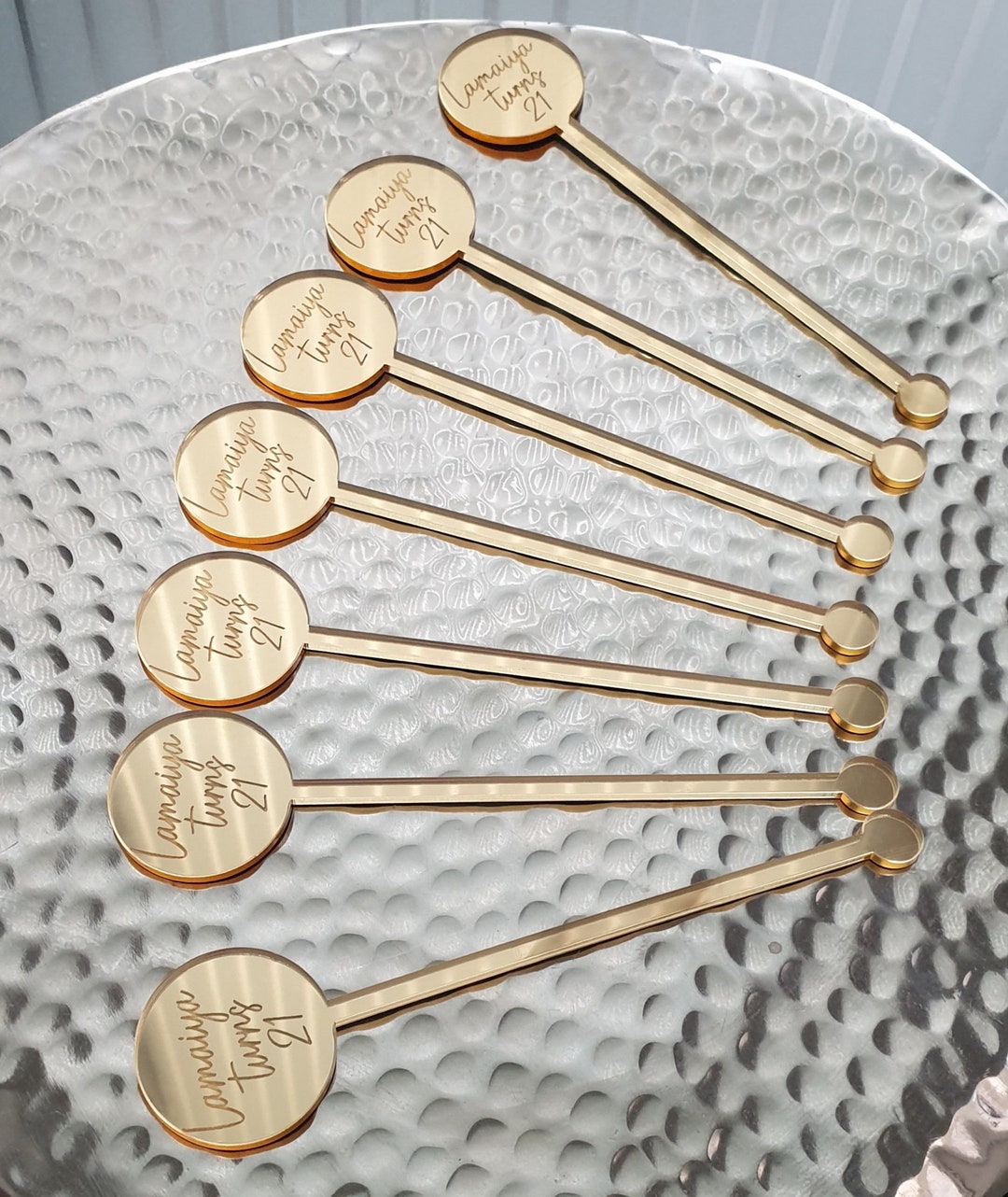 Personalised Drink Stirrers: Mirrored Party Décor, Acrylic Drink ...