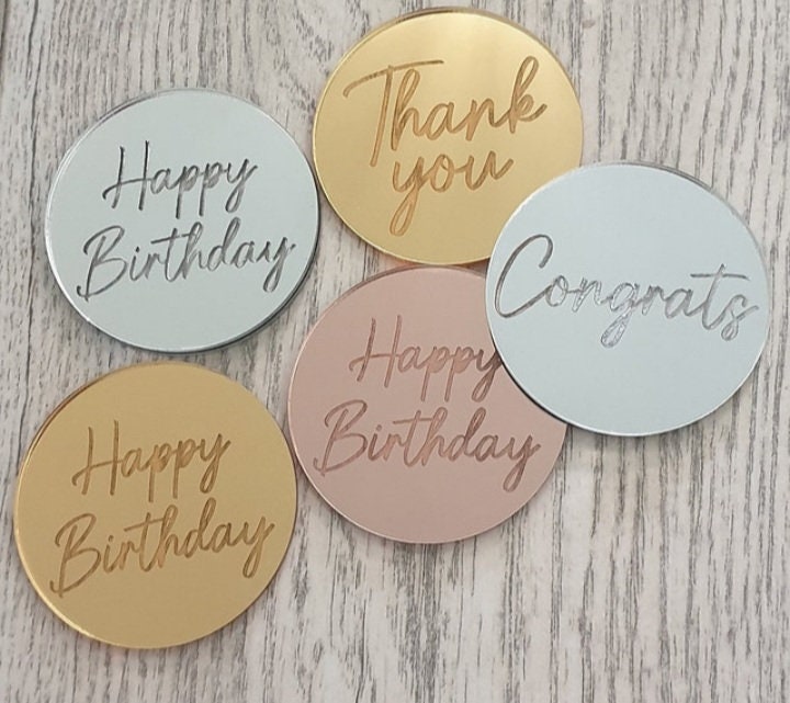 Acrylic Cake Disc Cake Toppers Gift Tags 5cm Discs | Etsy
