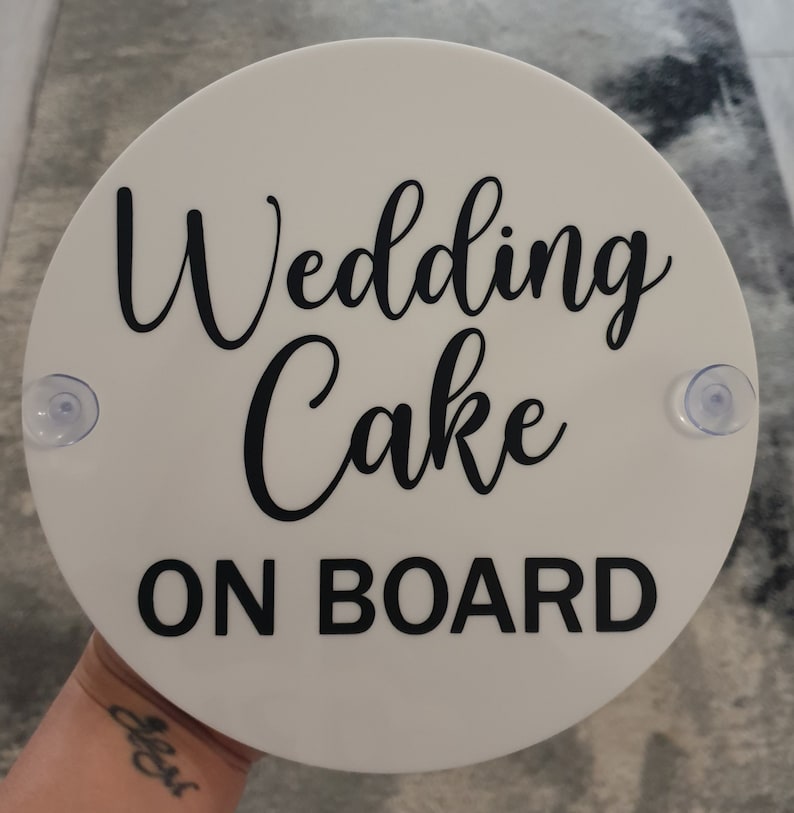 Wedding Cake on Board Car Sign: 20cm Acrylic Cake Delivery - Etsy UK